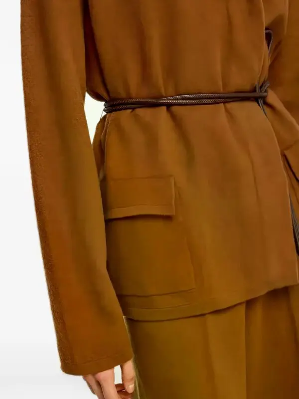 SEMICOUTURE Blossom Belted Wool Fitted Jacket - Brown