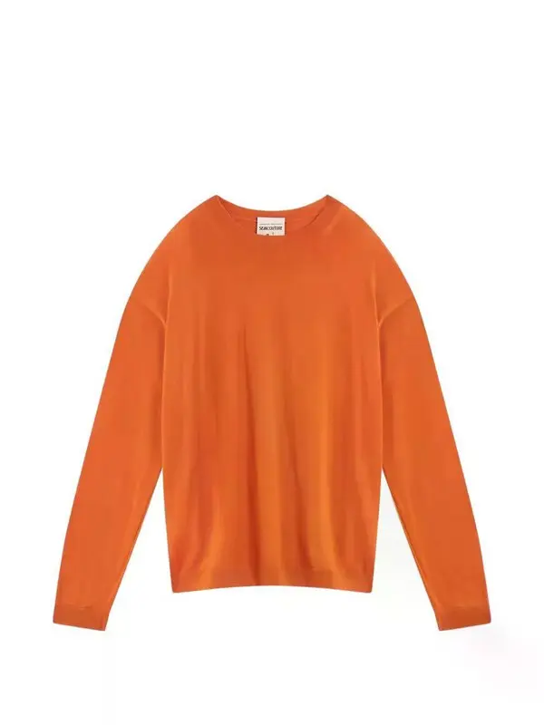 SEMICOUTURE Haley Fine-knit Drop-shoulder Sweater - Orange