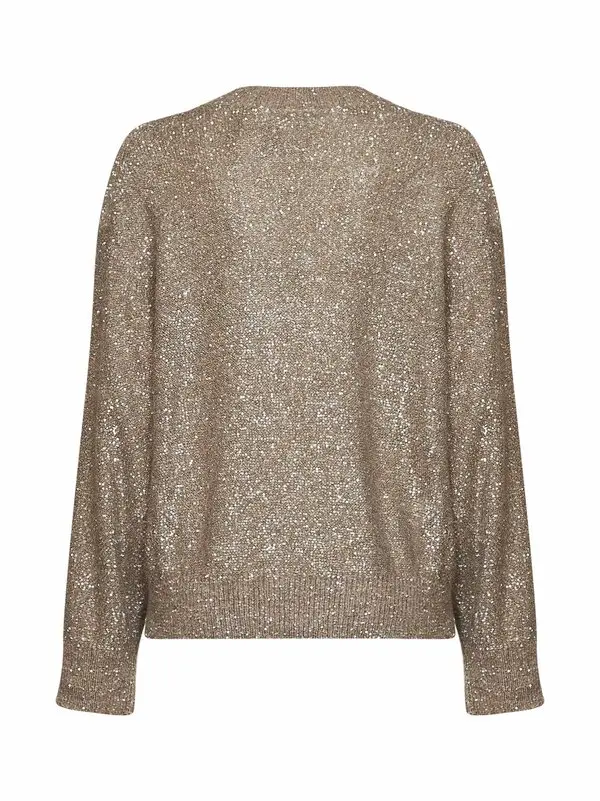 Brunello Cucinelli Light Brown Mohair-blend Dazzling Texture Sweater