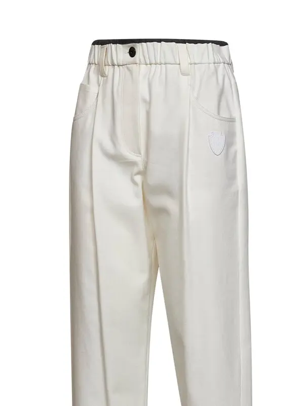 Brunello Cucinelli Off-white Stretch Twill Baggy Pull-on Trousers