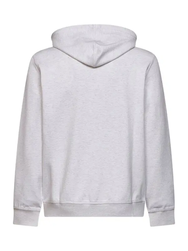 Brunello Cucinelli Travertine White Techno Cotton Double Jersey Zip-up Hoodie