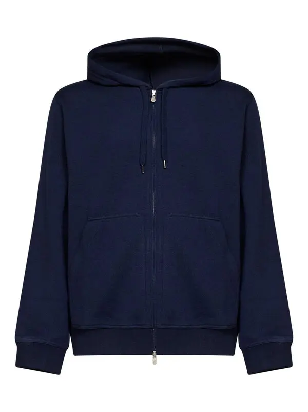 Brunello Cucinelli Cobalt Blue Double Fleece Zip-up Hoodie