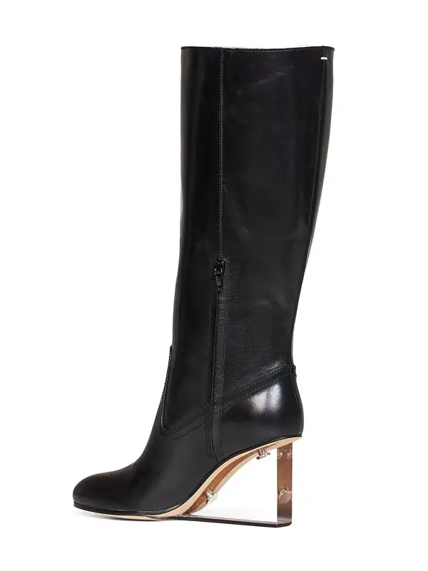 MAISON MARGIELA Black Leather Knee-high Boots With Plexi Heel