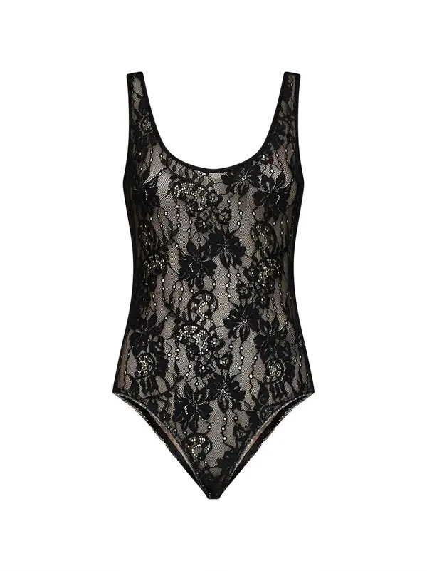 Zimmermann Black Stretch Lace Scoop Bodysuit - Multicolor