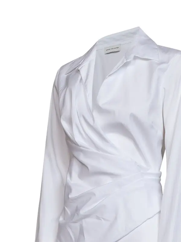 Dries Van Noten White Cotton Poplin Wrap Shirt