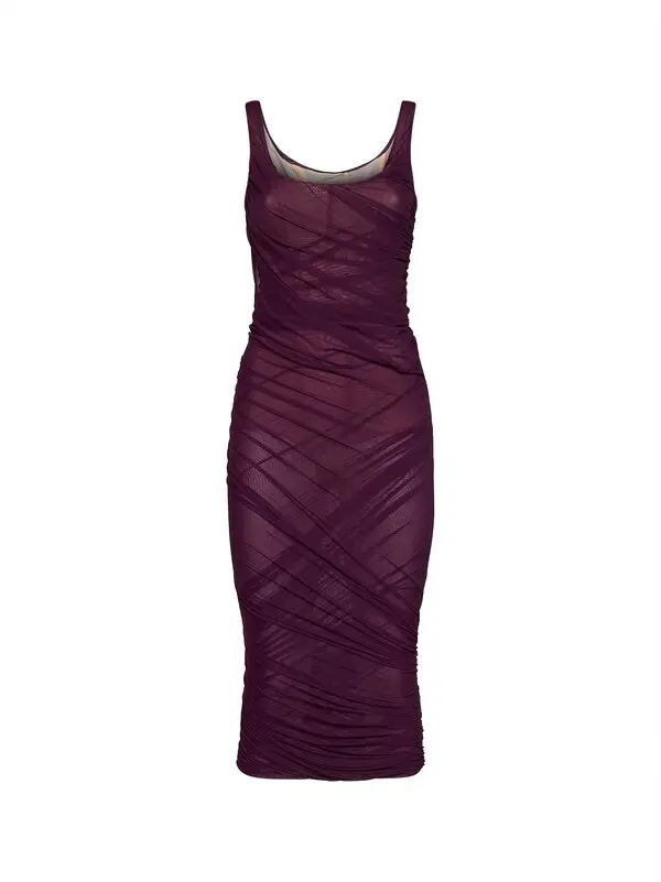 Attico Plum Tulle Superattico10 Draped Midi/long Dress - Multicolor