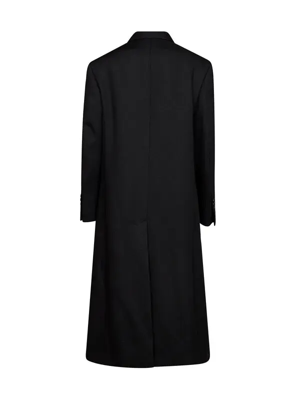 AMI Paris Black Virgin Wool Long Double-breasted Coat