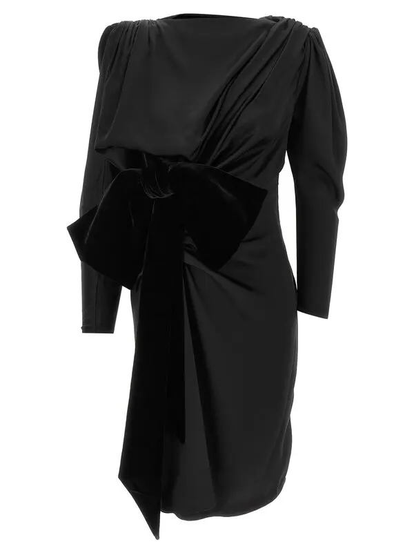 Balmain Velvet Bow Dress - Black