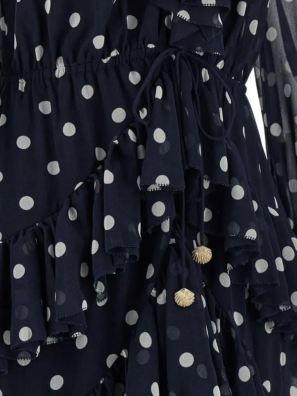 SELF-PORTRAIT Polka Dot Georgette Ruffle Maxi' Dress