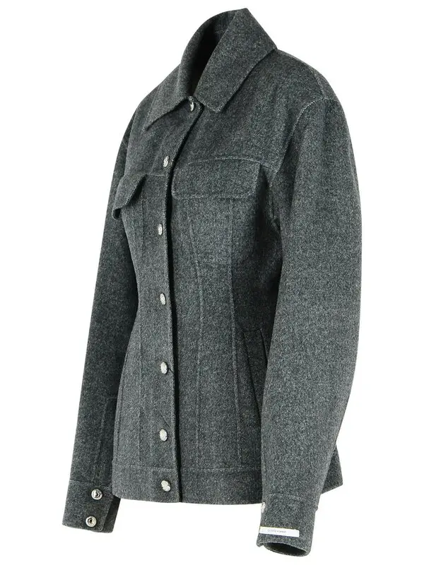 Sportmax Calcio' Pure Grey Wool Jacket