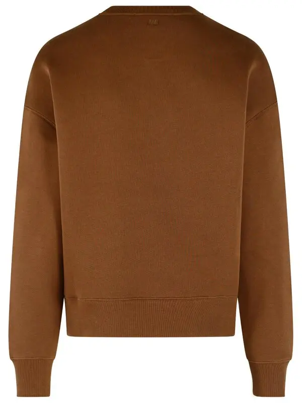 AMI Paris De Cœur' Chocolate Cotton Sweatshirt