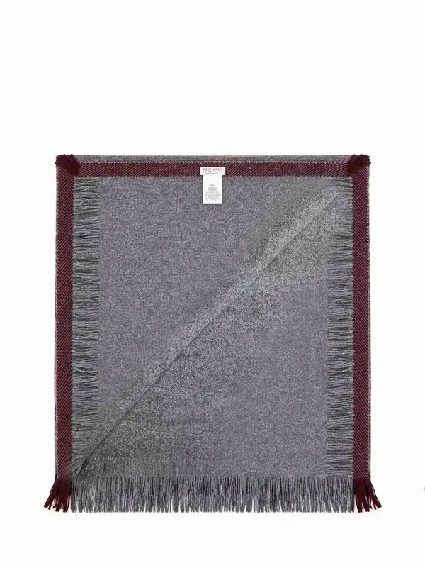 Brunello Cucinelli Dark Grey Cashmere Scarf With Contrasting Edges