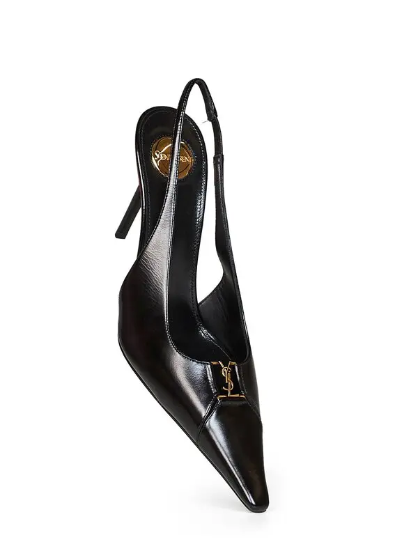 Saint Laurent Black Leather Babylone 90 Slingback Pumps