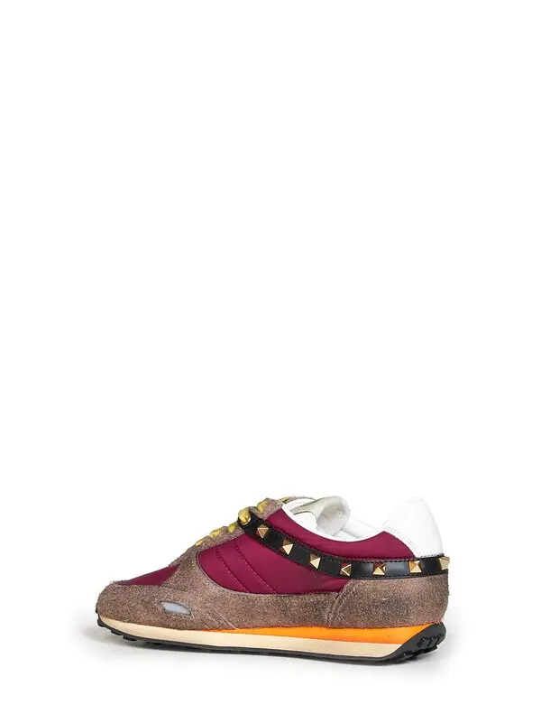 Valentino Garavani Split Leather And Nylon Stud Up Sneakers