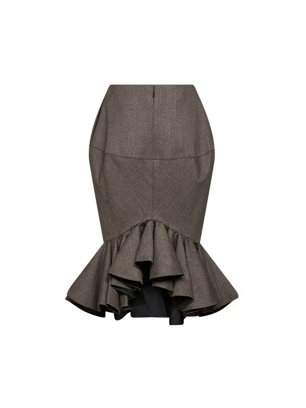 Jacquemus Dark Brown Virgin Wool The Palmier Midi Skirt