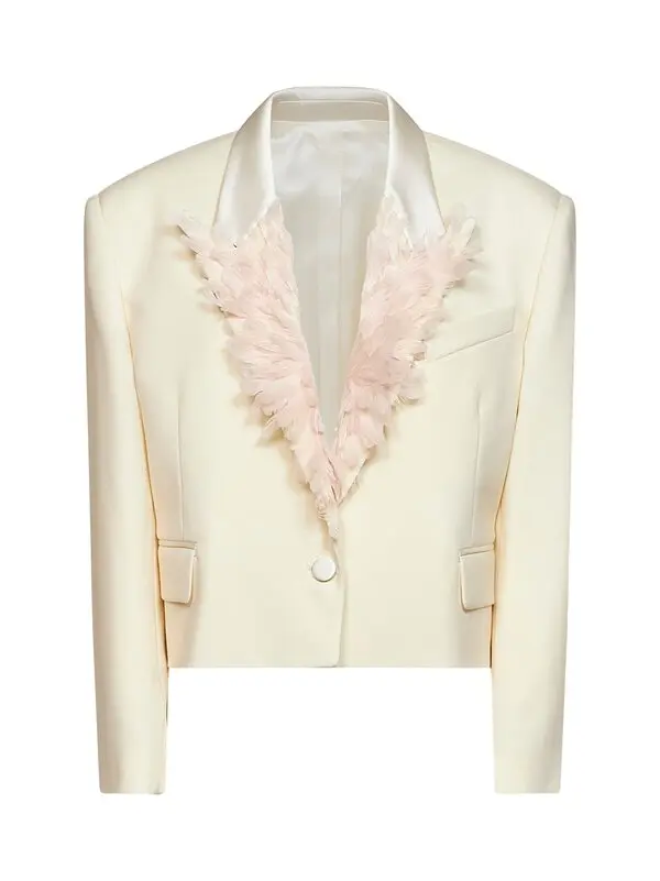 Attico Milk Stretch Virgin Wool Superattico10 Cropped Blazer - Multicolor