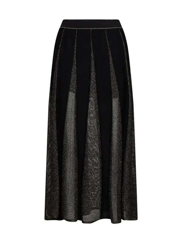 Zimmermann Black And Gold Metallic Knit Valiant Midi Skirt - Multicolor