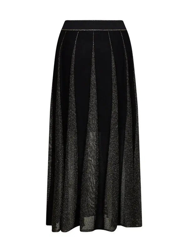 Zimmermann Black And Gold Metallic Knit Valiant Midi Skirt - Multicolor