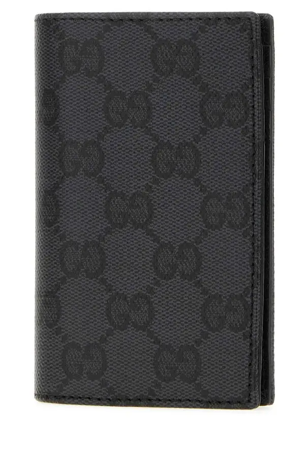 Gucci Black Gg Canvas Essence Classic Card Holder