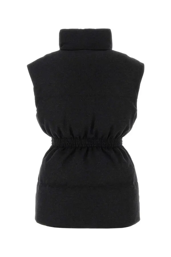 Prada Charcoal Wool Blend Sleeveless Down Jacket