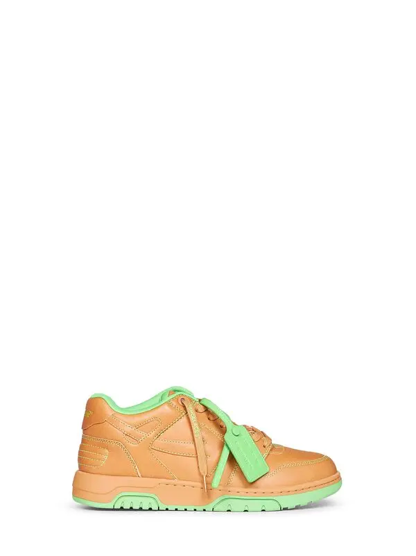 Off-White Saddle Brown And Green Out Of Office Sneakers - Multicolor