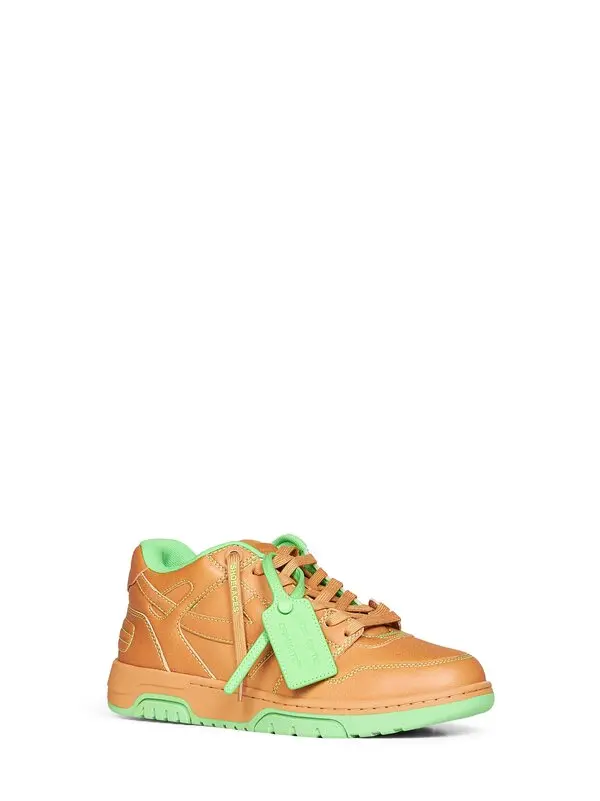 Off-White Saddle Brown And Green Out Of Office Sneakers - Multicolor