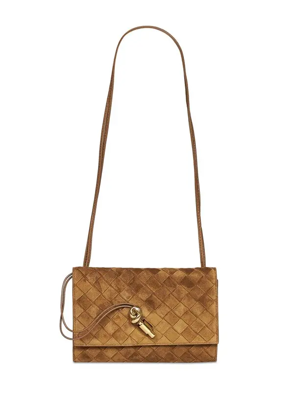 Bottega Veneta Dark Caramel 20 Andiamo Pouch With Shoulder Strap