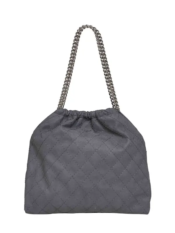 Stella McCartney Slate Grey Medium Falabella Drawstring Shoulder Bag