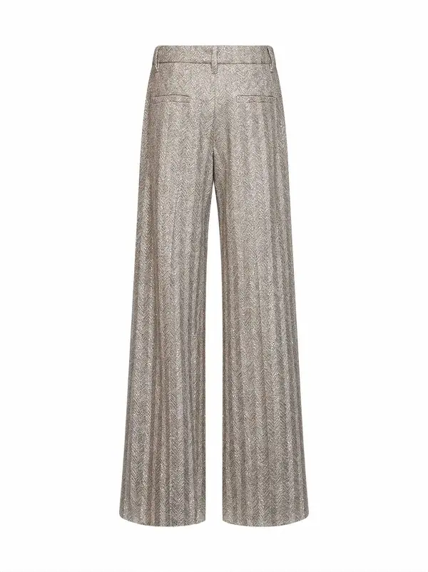 Brunello Cucinelli Grey Dazzling Chevron Embroidery Trousers