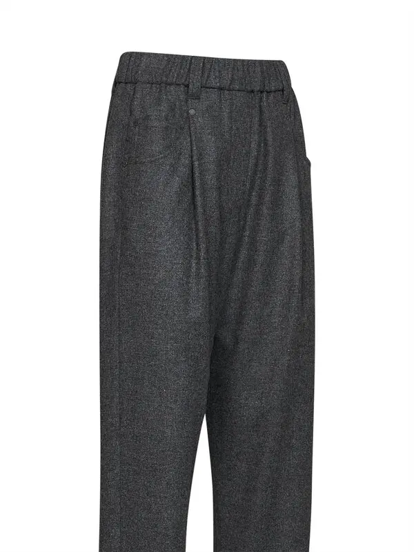 Brunello Cucinelli Medium Grey Wool And Cashmere Baggy Pull-on Trousers