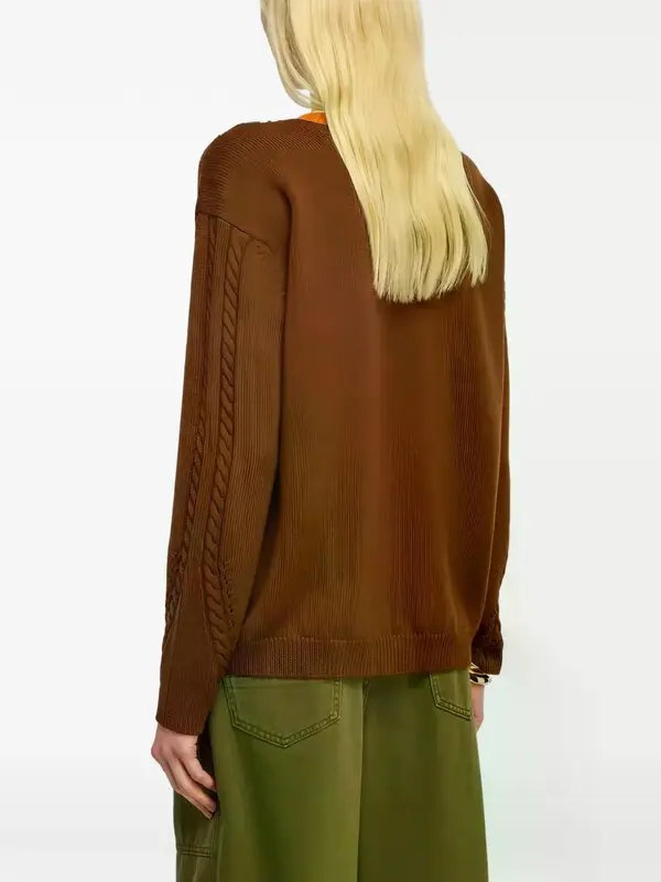 SEMICOUTURE Cable-knit Striped-trim Sweater