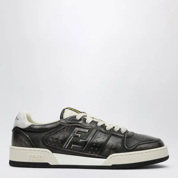 Fendi Match Vintage Leather Low-top Sneakers With Lace-up Detail - Black