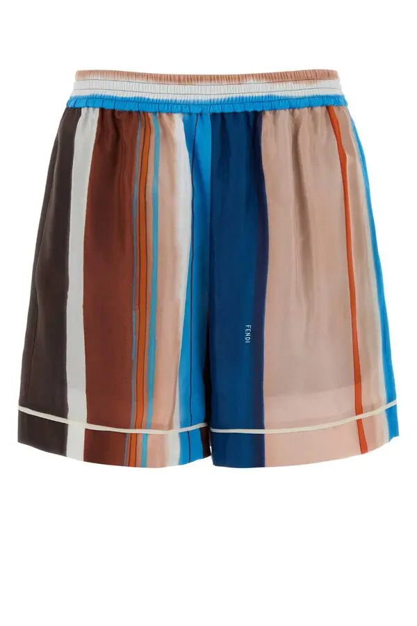 Fendi Printed Silk Shorts - Stripped