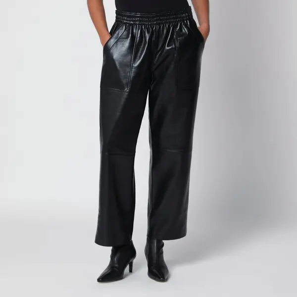 ANINE BING Billy Recycled Leather High-rise Straight-leg Trousers - Black