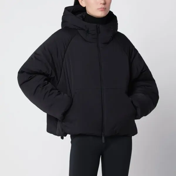 Herno Padded Technical Nylon High-collar Jacket With Relaxed Fit - Black