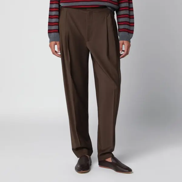 CORDERA Carrot Trousers In Virgin Wool With Pleated Front