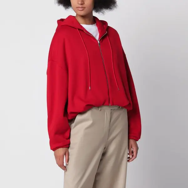 CORDERA Balloon Zip Cotton Hoodie With Adjustable Drawstring Hood