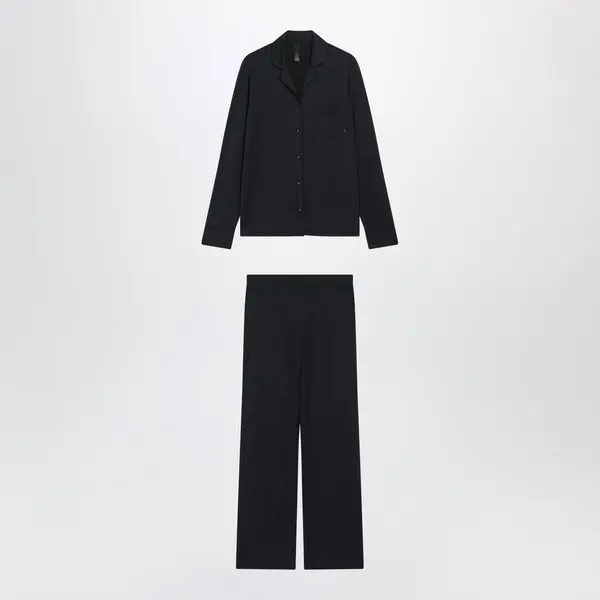 SKIMS Relaxed Fit Two-piece Pajama Set With Button-up Shirt & Straight-leg Trousers - Black