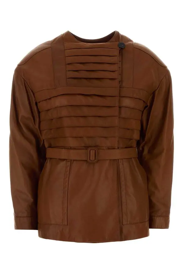Giorgio Armani Caramel Lambskin Mini Leather Jacket