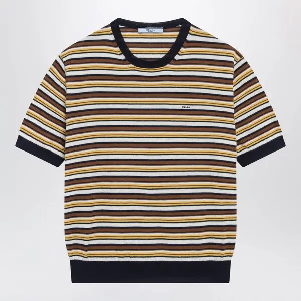 Prada Striped Cashmere Crewneck Sweater - Blue