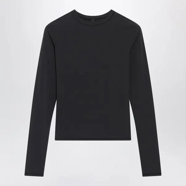 SKIMS Long-sleeve Mini Crew-neck T-shirt In Stretch Fabric - Black