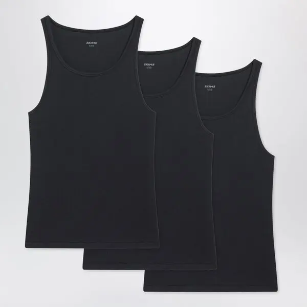 SKIMS Set Of 3 Ribbed Stretch Cotton Tank Tops - Black