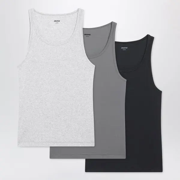 SKIMS Set Of 3 Ribbed Tank Tops In Soft Stretch Cotton