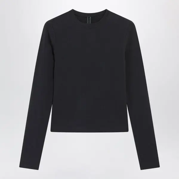 SKIMS Sculpting Mini Crew-neck Long-sleeve T-shirt In Stretch Jersey - Black