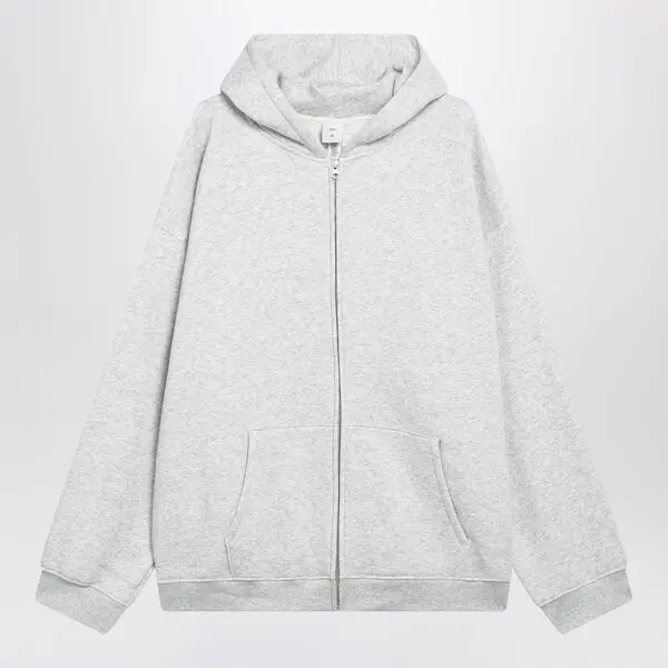 SKIMS Light Zip-up Hooded Sweatshirt In Cotton Fleece - Grey