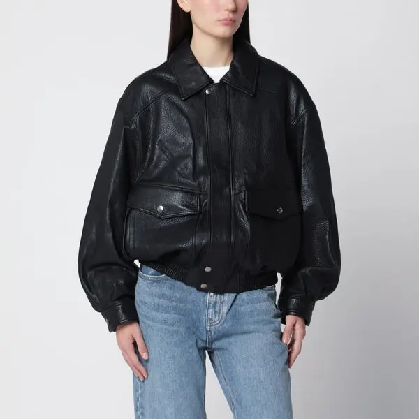 DUNST Oversized Lambskin Blouson With Two-way Zip - Black