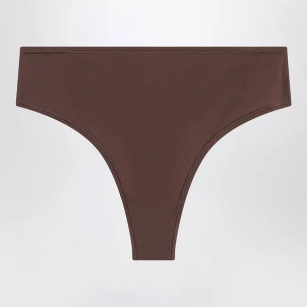 SKIMS Cocoa Thong Mini In Stretch Fabric - Brown