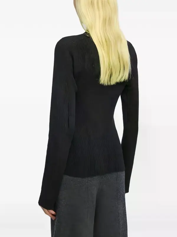 SEMICOUTURE Almira Lace-trim Ribbed Cardigan