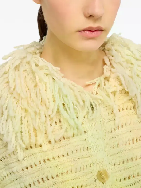 SEMICOUTURE Fringe-trimmed Wool Oversized Cardigan