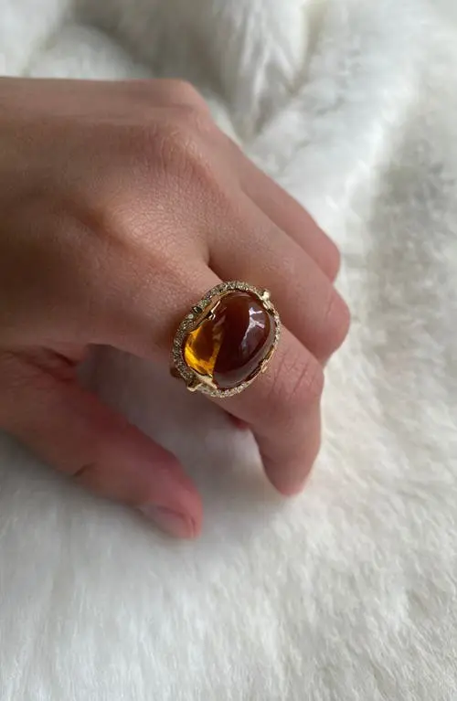 Goshwara Rock 'n' Roll Diamond Pavé Cushion Cabochon Ring